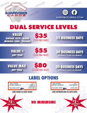 Pricing – HarvboCards: Group PSA Grading & Autograph Authentication