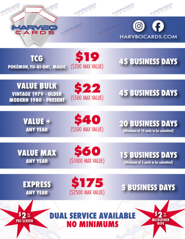 Pricing – HarvboCards: Group PSA Grading & Autograph Authentication